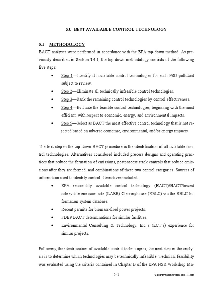 5.0 Best Available Control Technology: Y:/GDP-09/AR/GREC/PSD/5.DOC ...