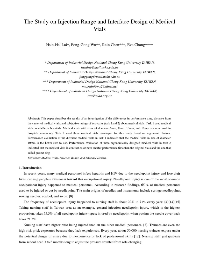 The Study On Injection Range and Interface Design of Medical Vials ...