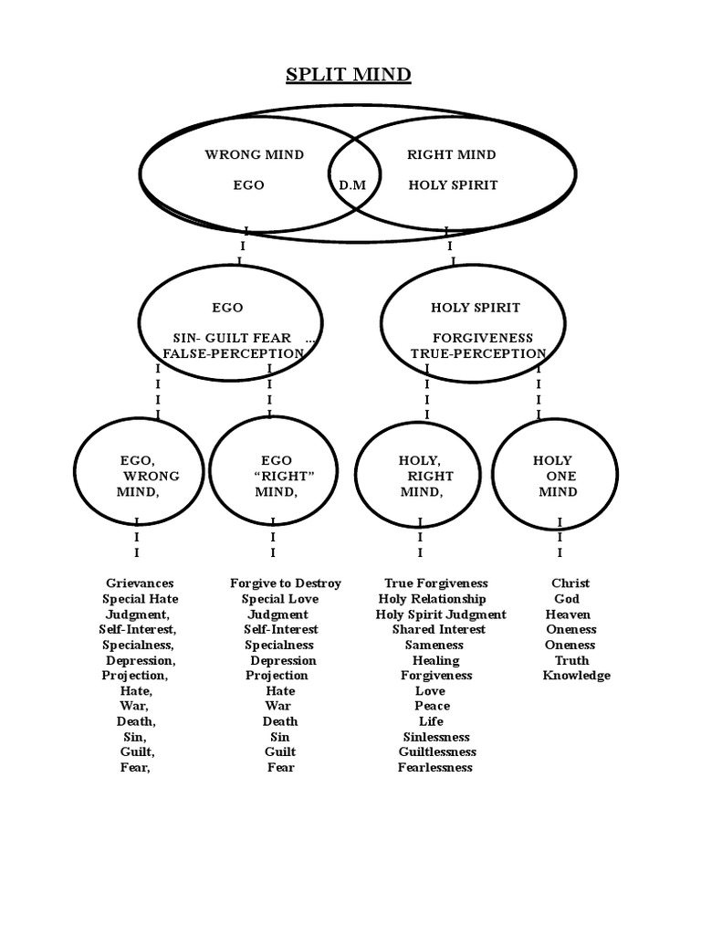 Split Mind: Wrong Mind Right Mind Ego D.M Holy Spirit | PDF