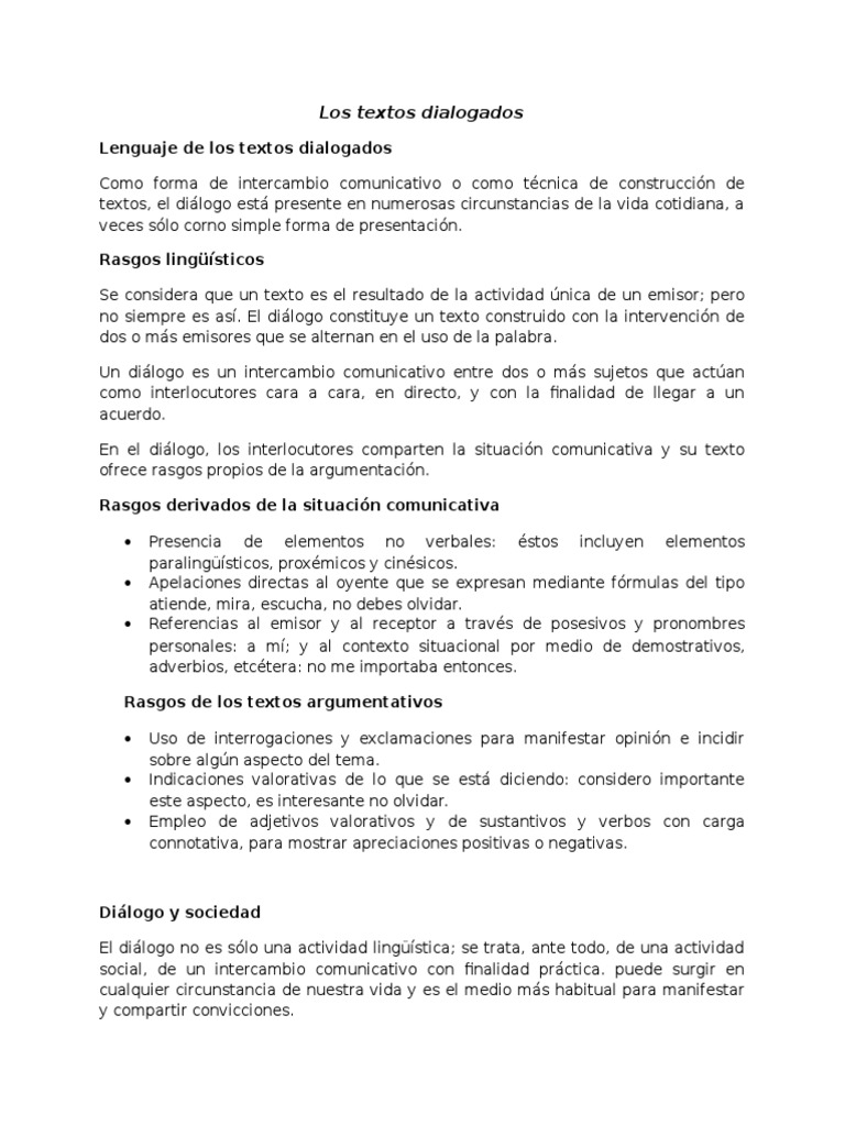 Los Textos Dialogados | PDF | Diálogo | Verbo