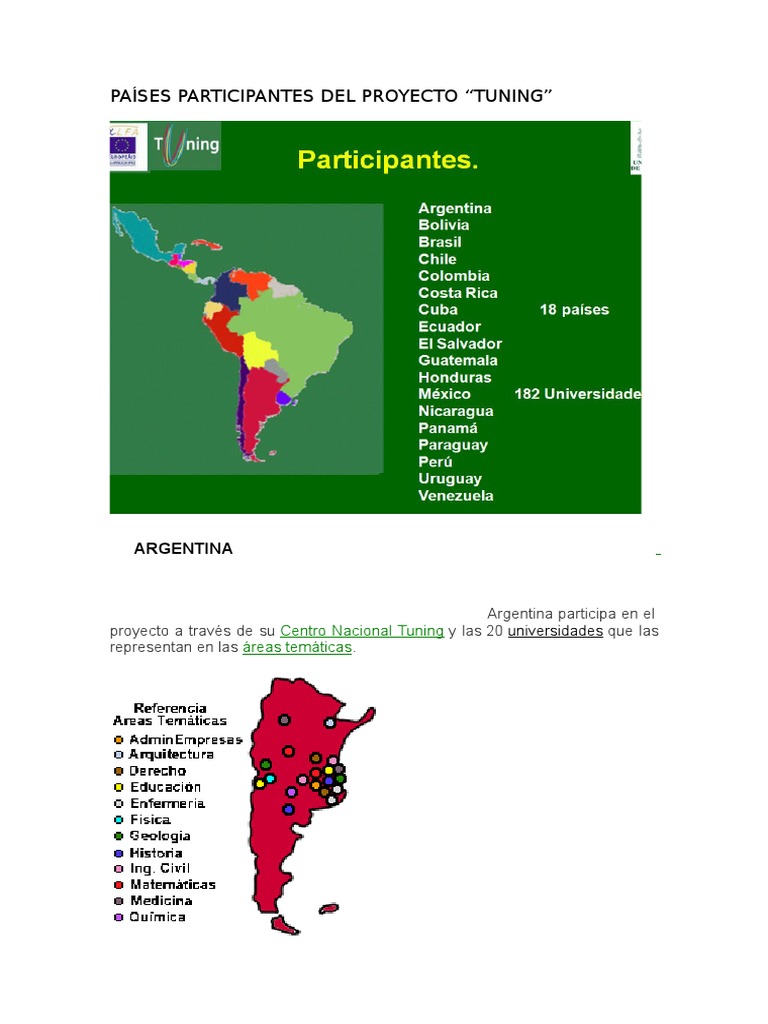 Países en el Proyecto Tuning LATAM | PDF | America latina | Universidad