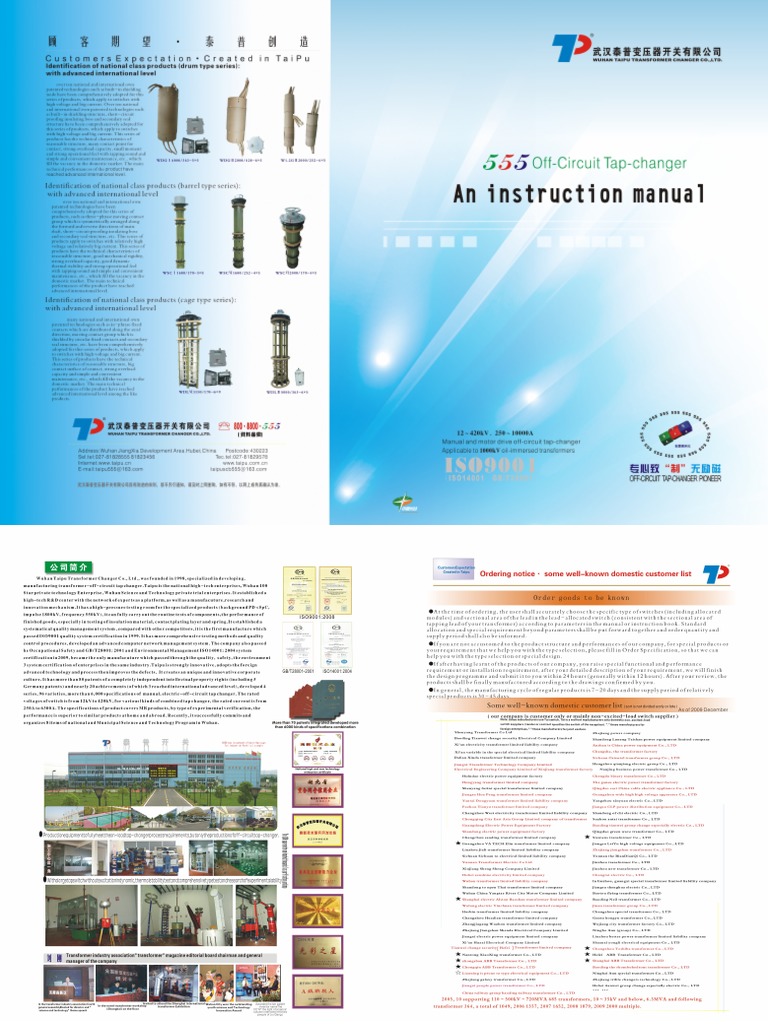 555 Off-Circuit Tap-Changer An Instruction Manual | Download Free PDF ...