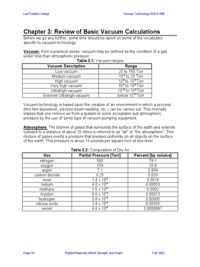 Chapter 3 - Basic Vacuum Calculations PDF | PDF