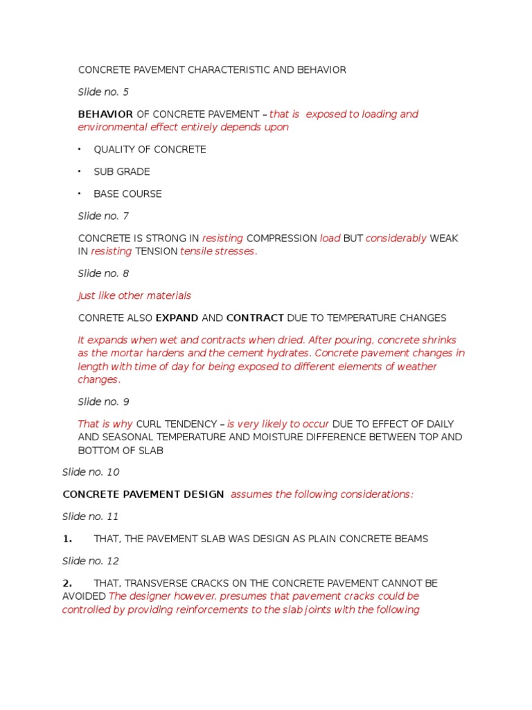Concrete Pavement Report | Road Surface | Concrete