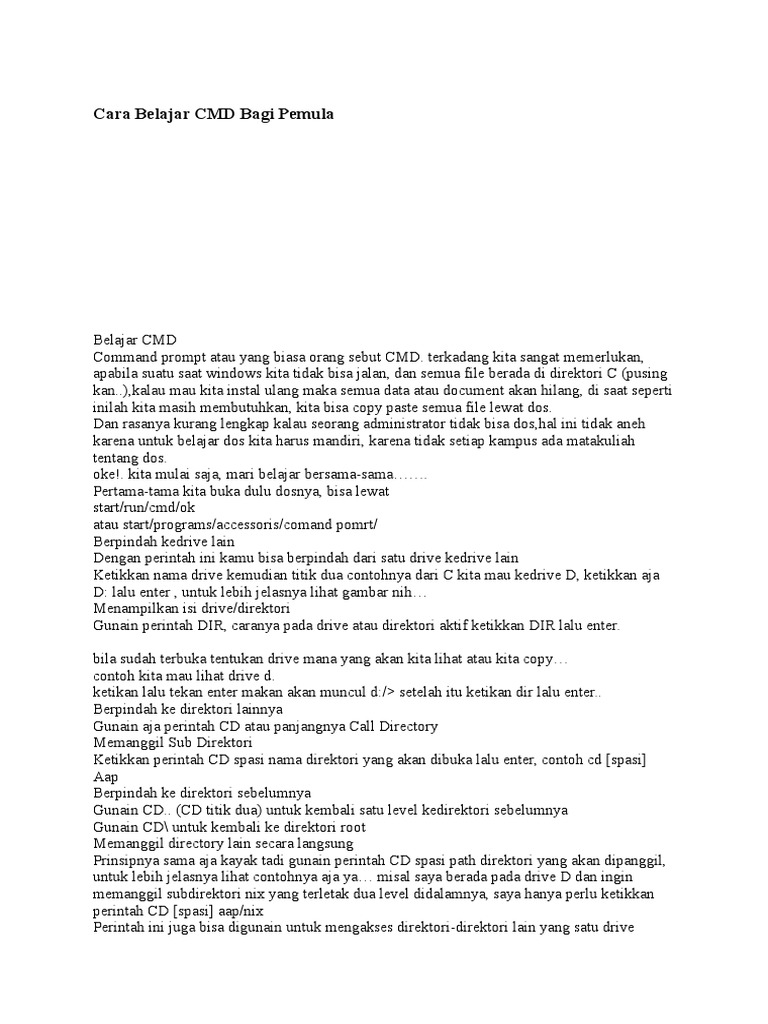 Cara Belajar CMD Bagi Pemula | PDF