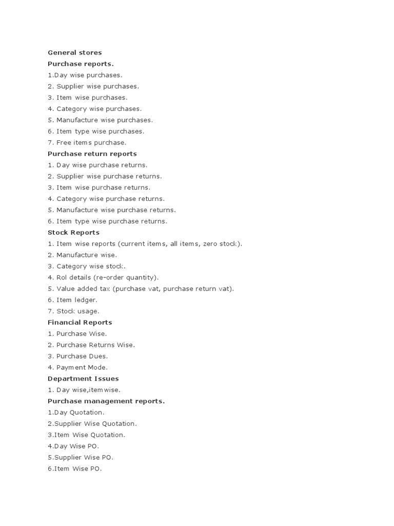 Duties of General Stores | PDF