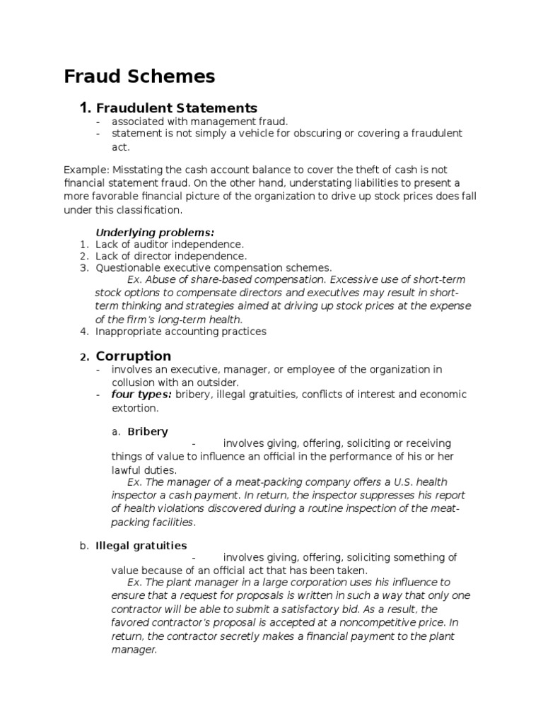 Fraud Schemes | PDF | Financial Audit | Audit