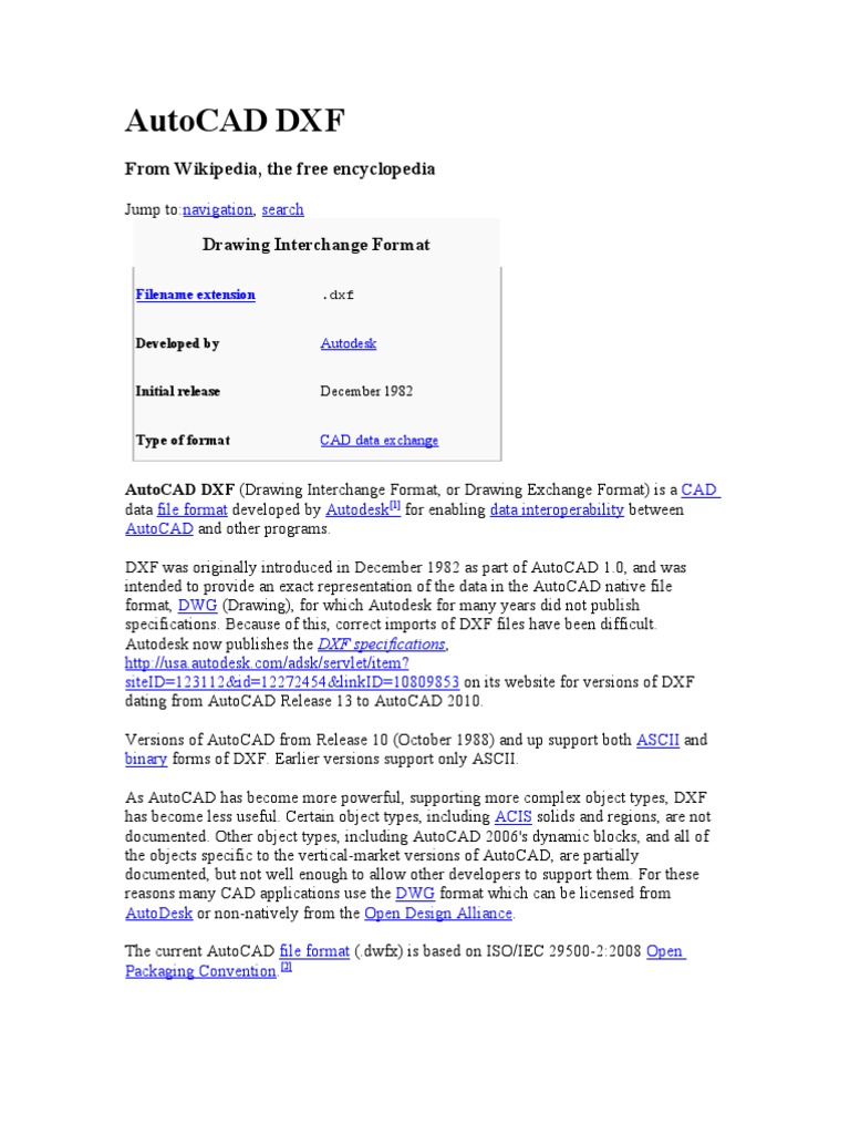 Autocad DXF: From Wikipedia, The Free Encyclopedia | PDF | Auto Cad ...