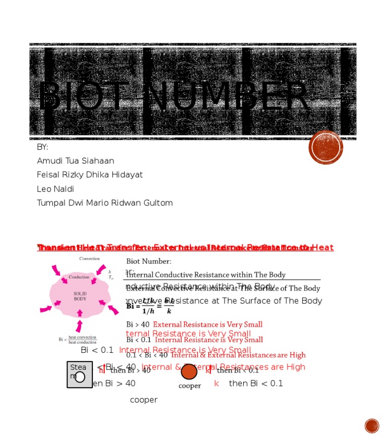 Biot Number: BY: Amudi Tua Siahaan Feisal Rizky Dhika Hidayat Leo Naldi ...