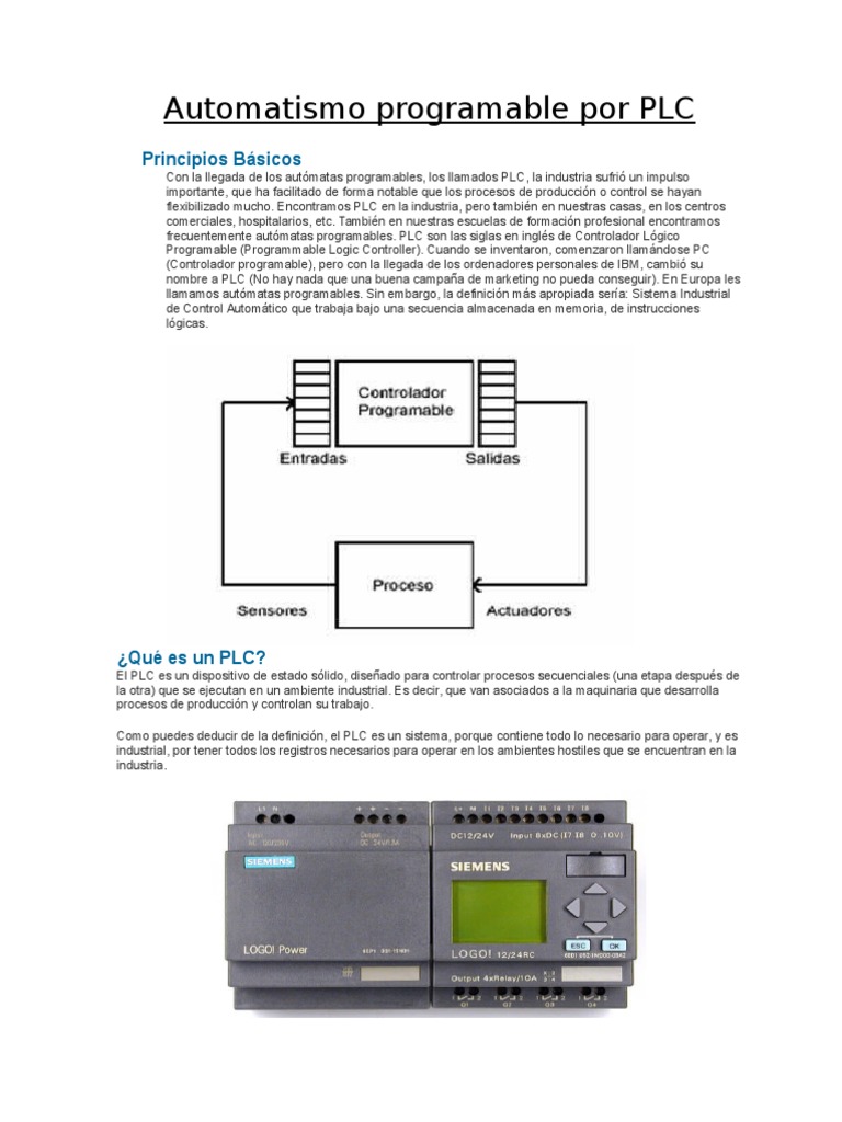 Automatismo Programable Por PLC | PDF | Controlador lógico programable ...