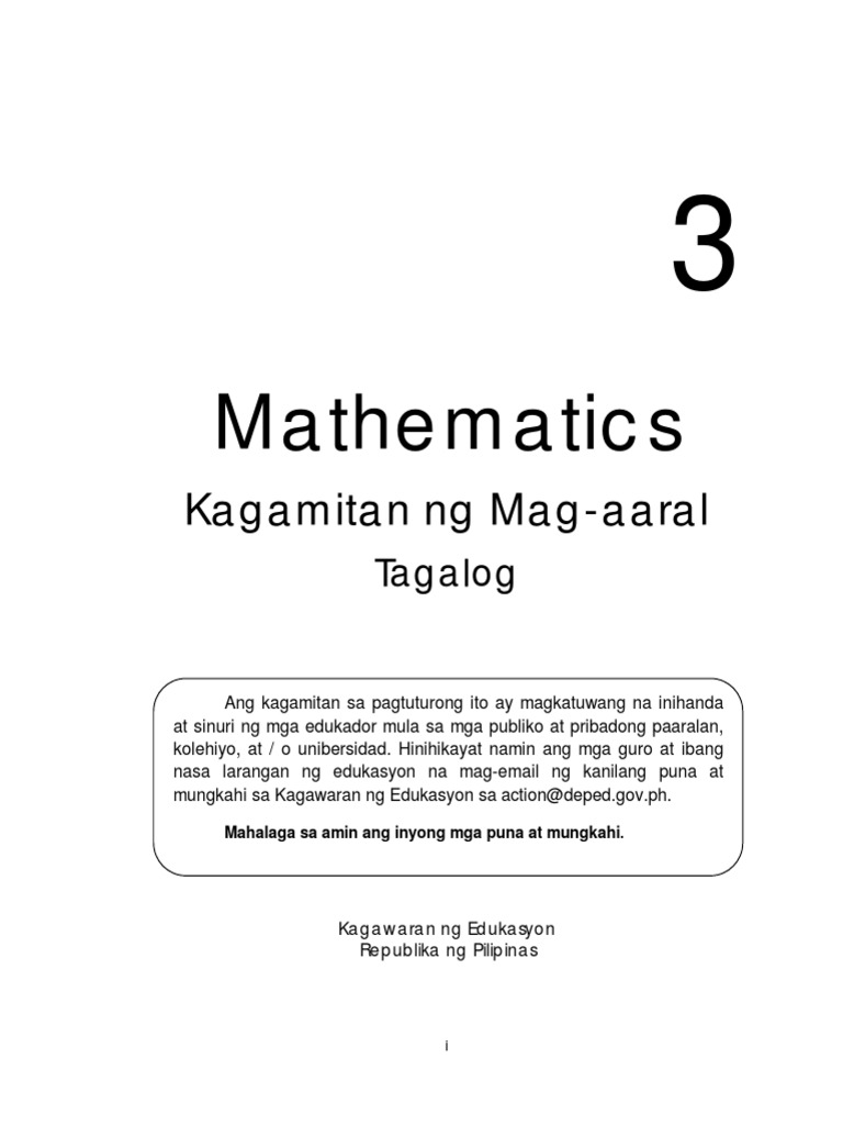 Math Gr. 3 Tagalog Q1 | PDF