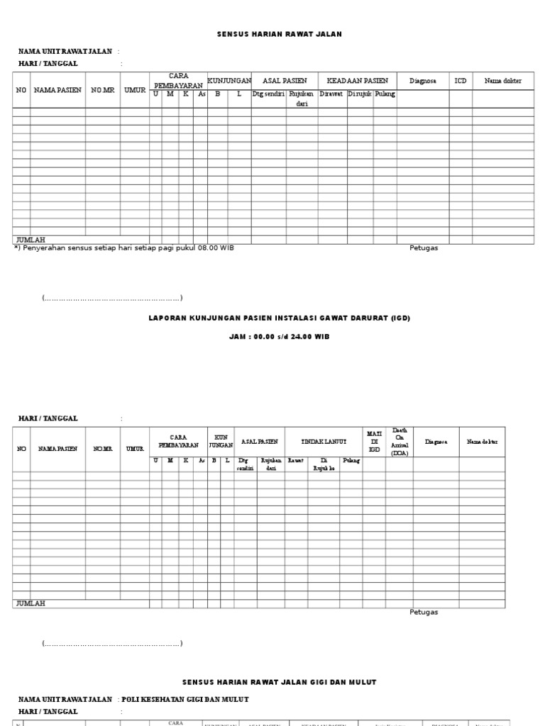 Form Sensus Harian | PDF