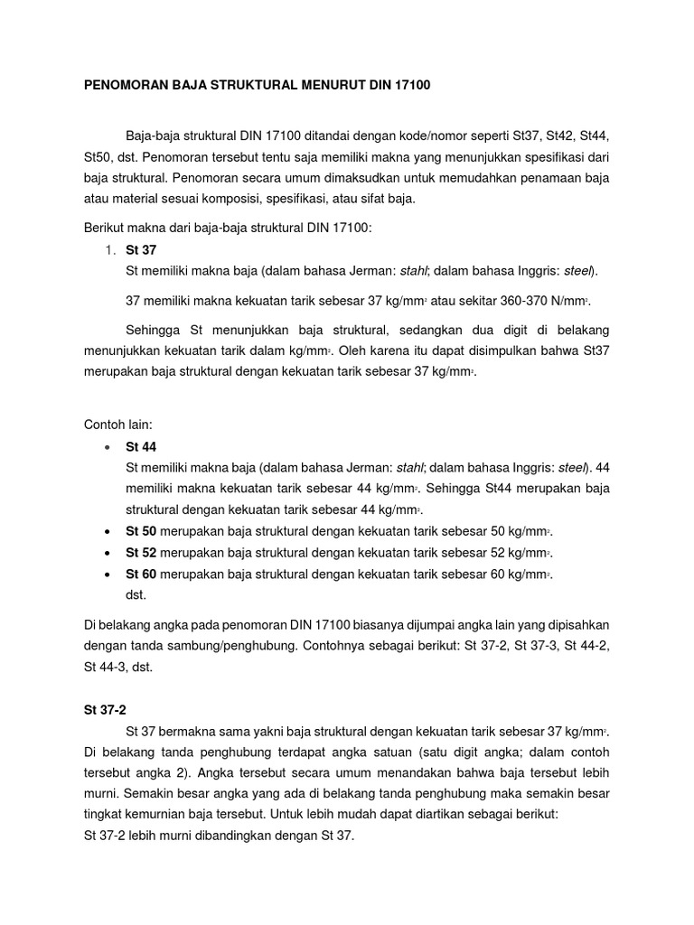 Penomoran Baja Struktural Menurut Din 17100 | PDF