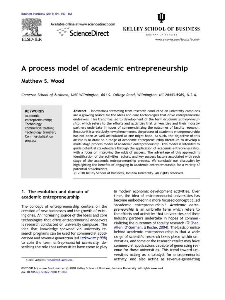 A Process Model of Academic Entrepreneurship | PDF | Entrepreneurship ...