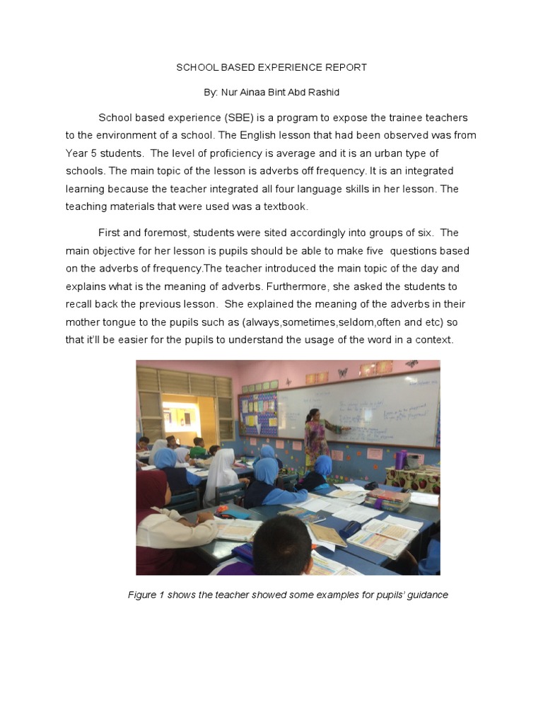 School Based Experience Report | PDF | Vocabulary | English As A Second ...