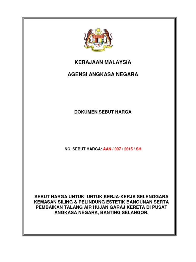 Dokumen Sebutharga Kerja AAN 007-2015-SH | PDF