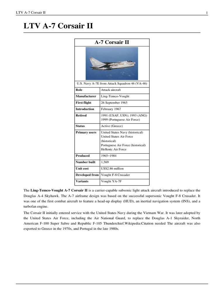 LTV A-7 Corsair | PDF | Military Forces | Aviation
