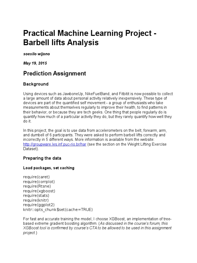 Practical Machine Learning Project - Barbell Lifts Analysis | PDF ...