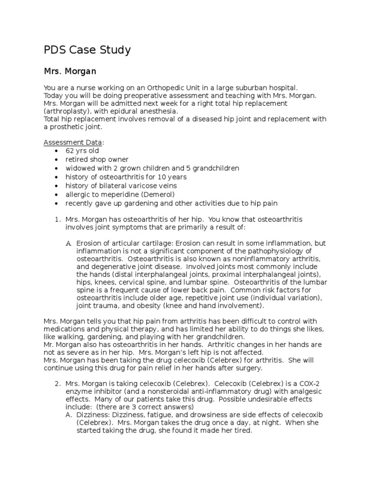 Mrs Morgan Case Study | PDF | Thrombosis | Osteoarthritis