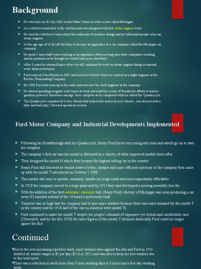 Henry Ford Powerpoint | PDF | United Automobile Workers | Car