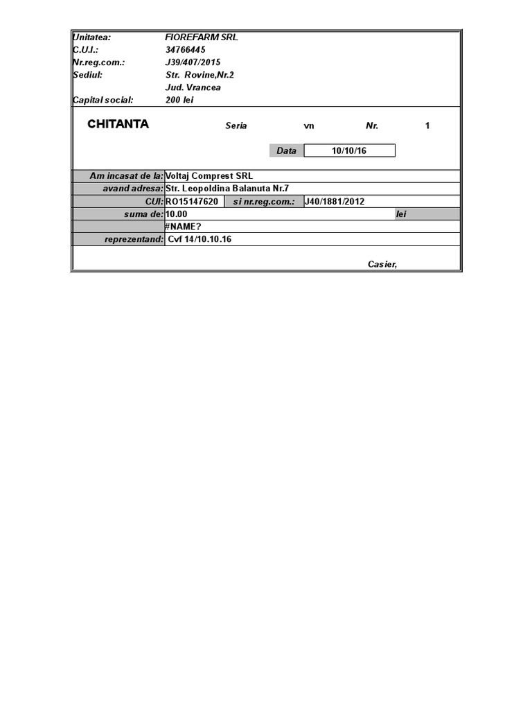 Model Chitanta Fiscala | PDF