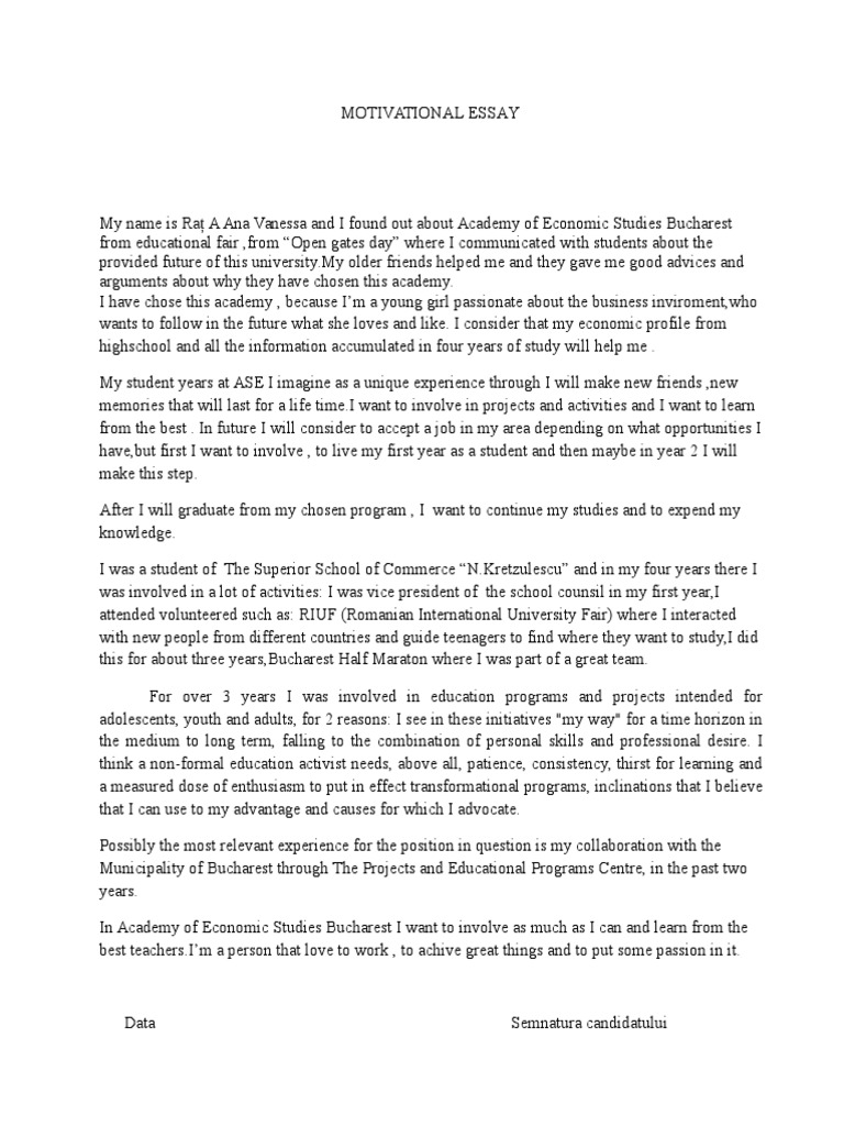Motivational Essay | PDF | Adolescence | Motivation