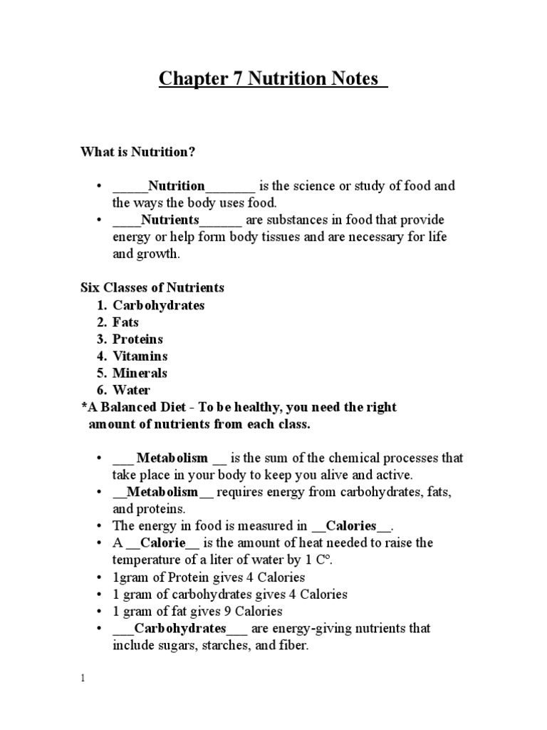 Nutrition Notes | PDF | Fat | Saturated Fat