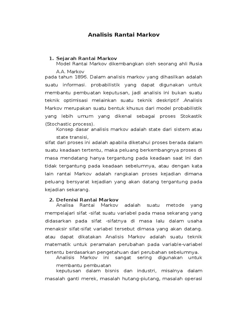 Analisis Rantai Markov | PDF