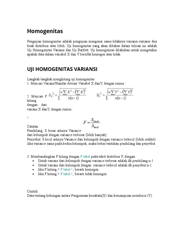 Uji Homogenitas Variansi dengan Uji F | PDF | Pengembangan Diri