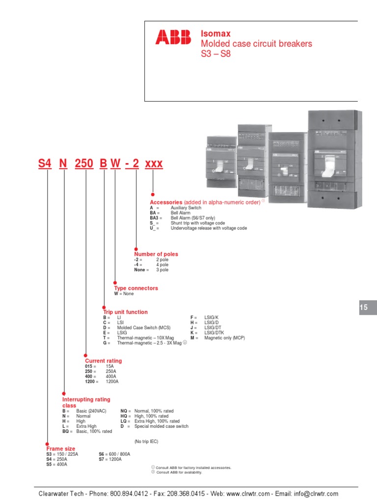 Abb Isomax s3-s8 Circuit Breaker Datasheet | PDF | Fuse (Electrical ...