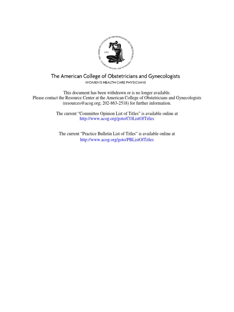 ACOG Practice Bulletin No 33 Diagnosis And.28 | PDF
