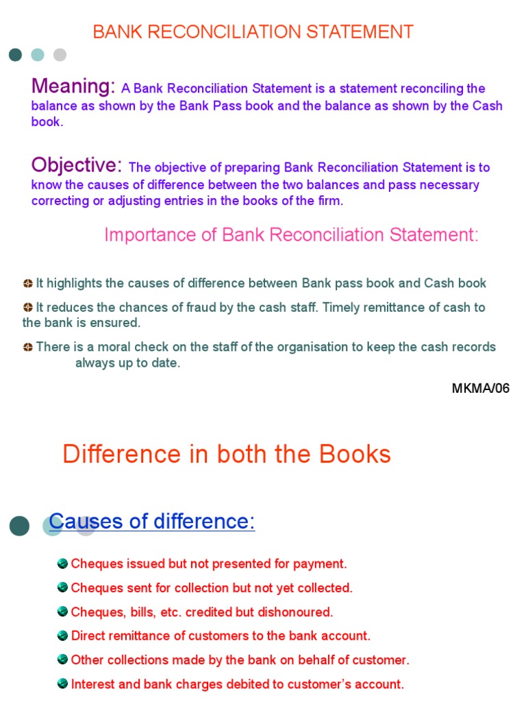 Bank Reconciliation Statement | PDF | Debits And Credits | Cheque
