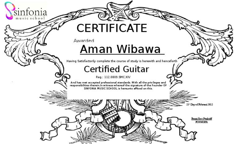 Aman Wibawa Ginting Certificate: Certified Guitar Expert | PDF