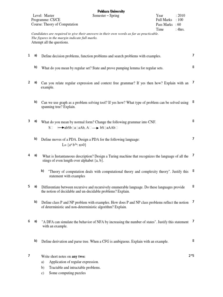 Question Toc Pdf Theory Of Computation Computational Complexity Theory
