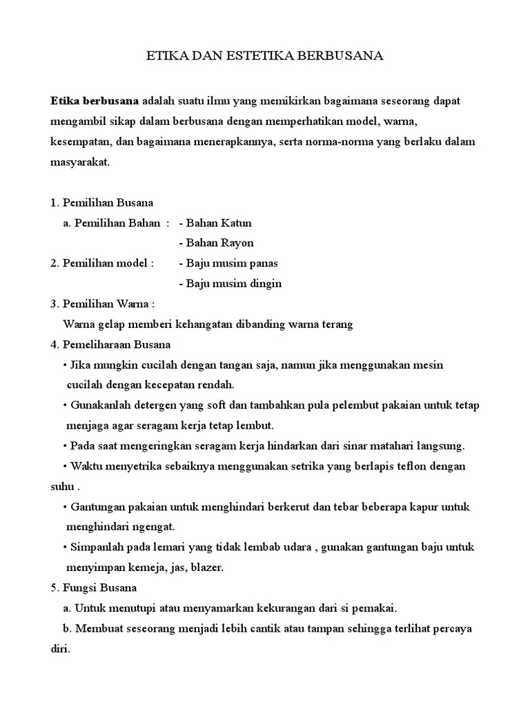 Etika Dan Estetika Berbusana | PDF | Gaya Hidup