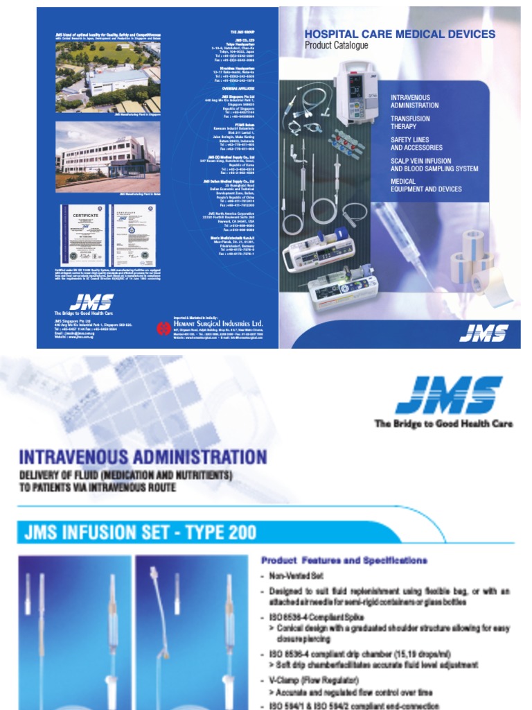 JMS Medical Devices Catalogue | PDF | Intravenous Therapy | Health Sciences