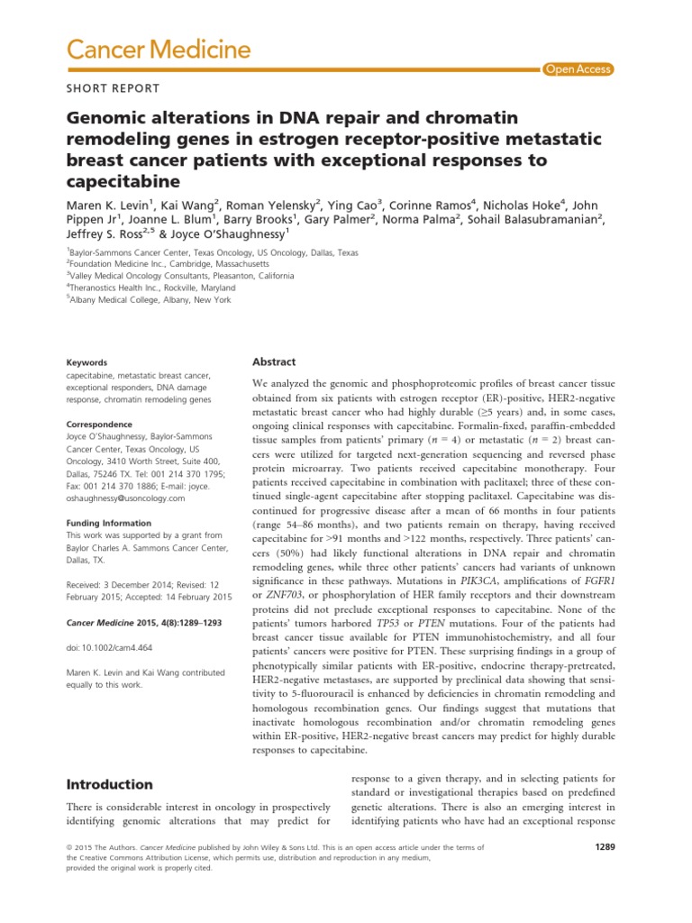 Levin Et Al-2015-Cancer Medicine | PDF | Dna Repair | Immunohistochemistry