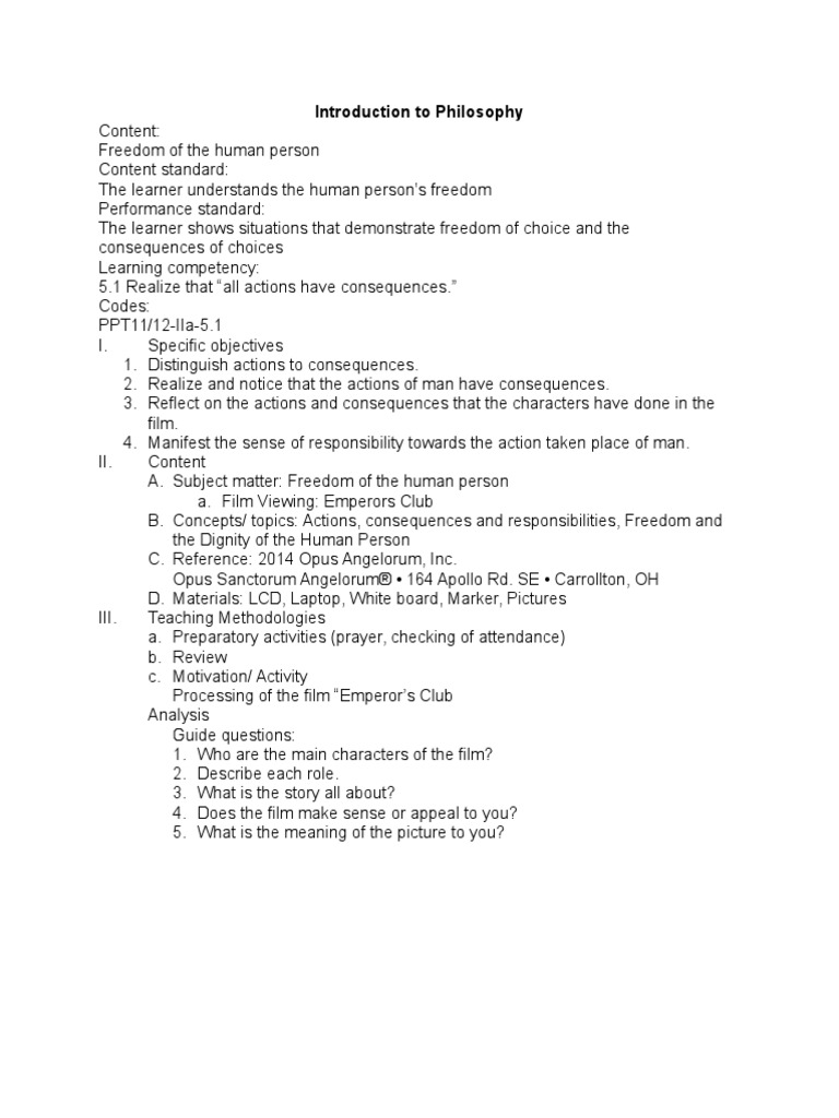 Lesson Plan - Introduction To Philosophy | PDF | Science ...