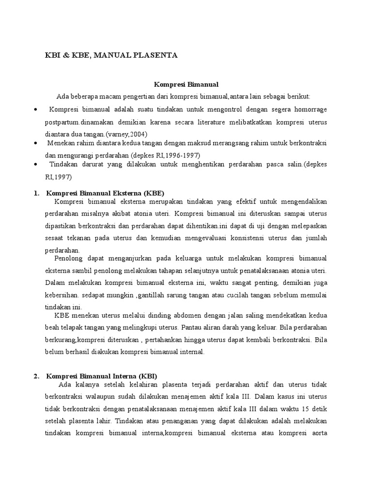 KBI KBE Manual Plasenta | PDF