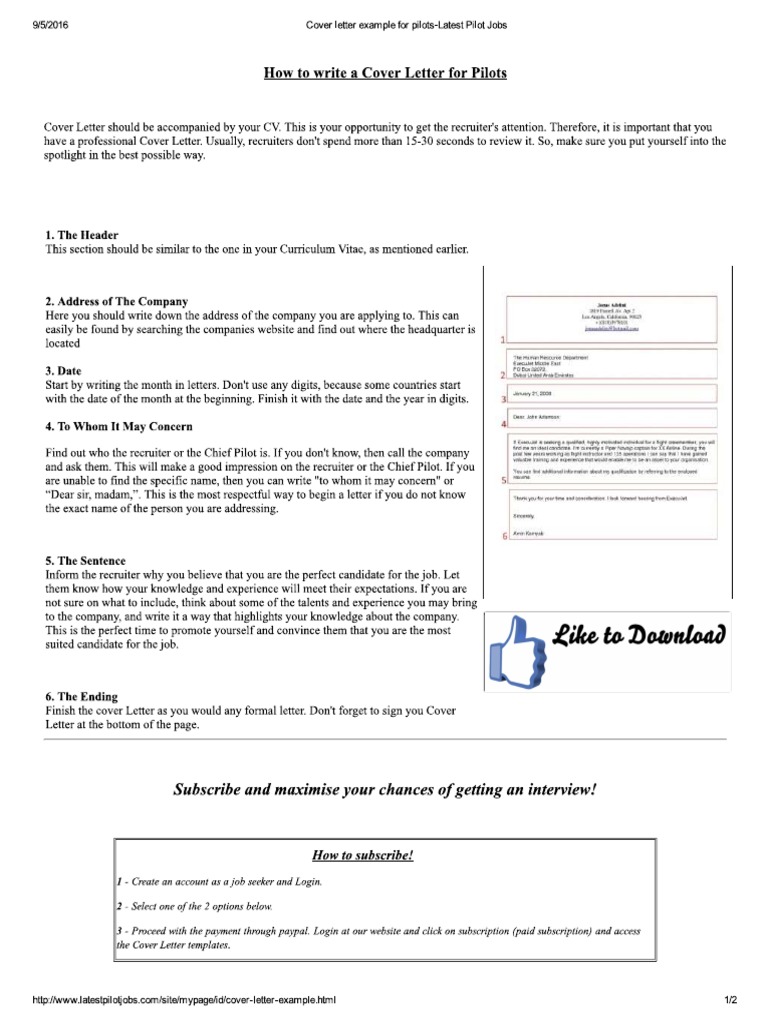 How To Write A Cover Letter For Pilots | PDF
