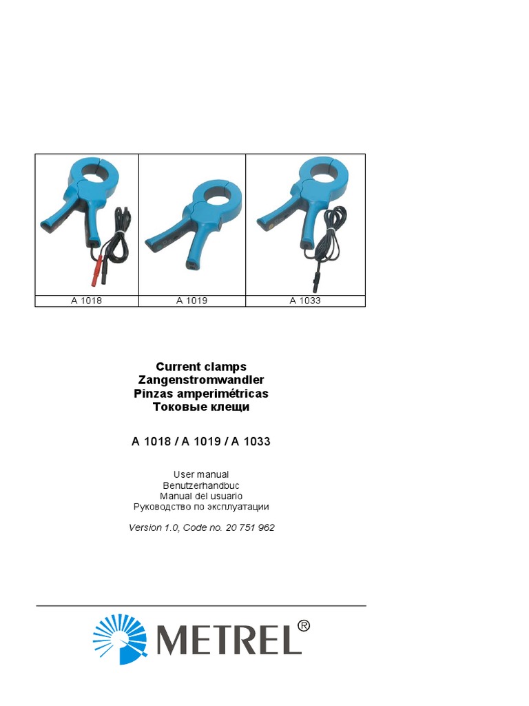 A 1018 A 1019 A 1033 Current Clamp Multilingual | PDF | Electric ...