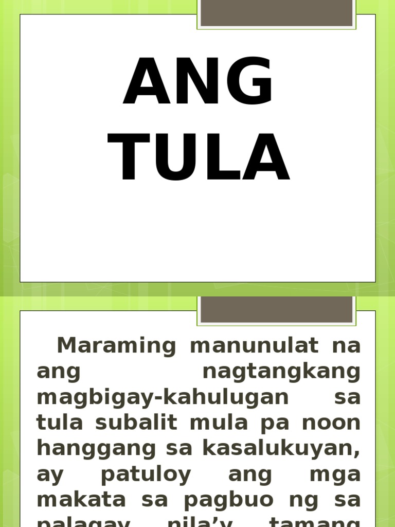 Lesson 8 - Tula at Panambitan | PDF