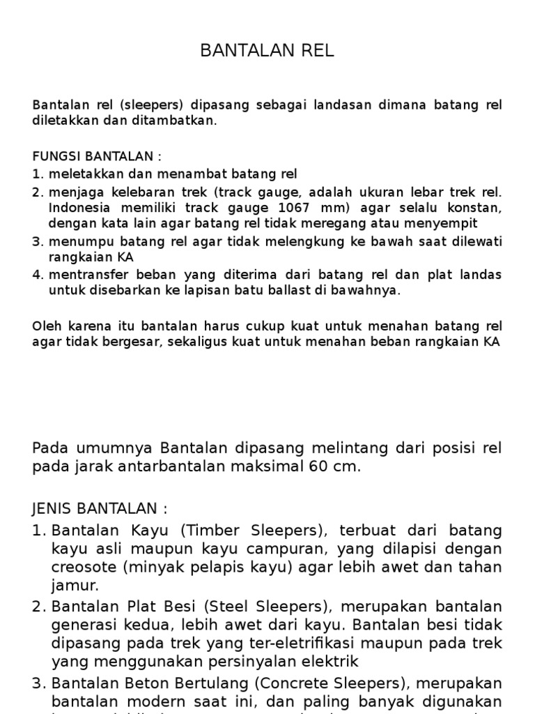 Jenis dan Fungsi Bantalan Rel Kereta | PDF
