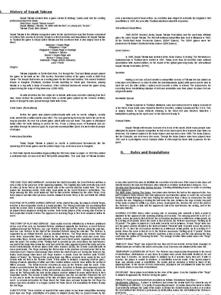 Sepak Takraw | PDF | Team Sports | Games Of Physical Skill