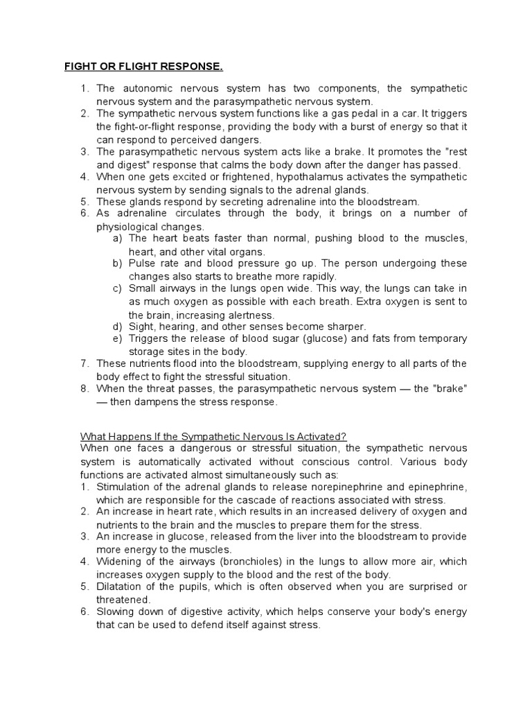 Fight or Flight Response | PDF | Fight Or Flight Response | Epinephrine