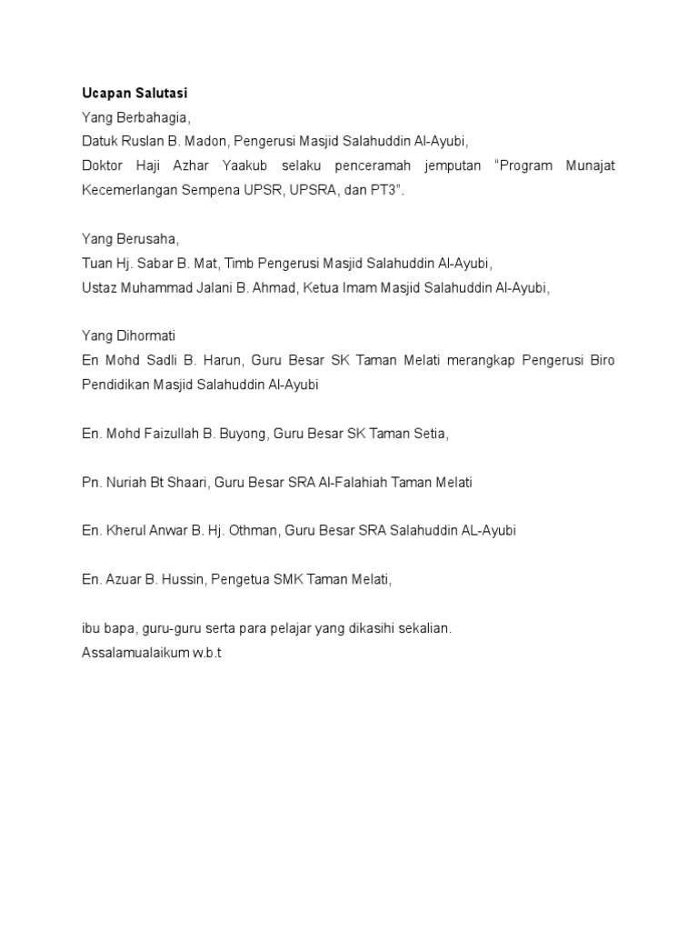 Teks MC Program Munajat | PDF | Karier & Perkembangan