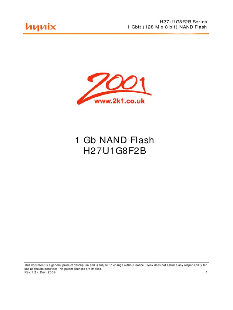 Hynix NAND 128mo H27U1G8F2BT PDF | PDF | Flash Memory | Input/Output