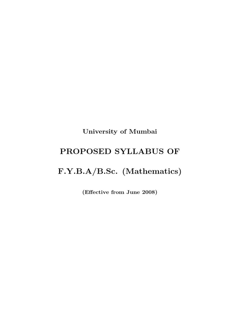 Fy BSC Ba Syllabus Maths PDF | PDF | Derivative | Continuous Function