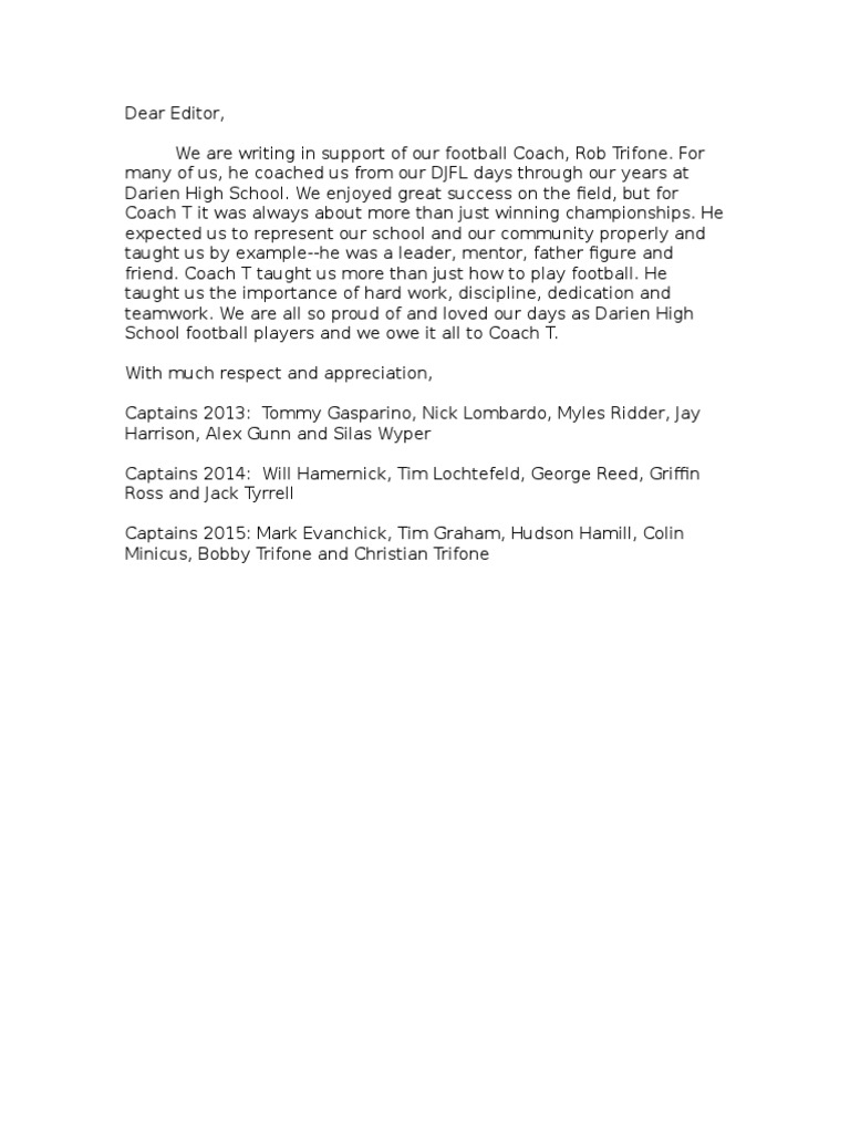 Darien Captain's Statement