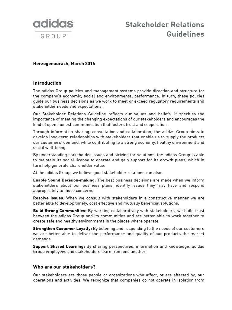 PDF Adidas | Stakeholder (Corporate) | Employment